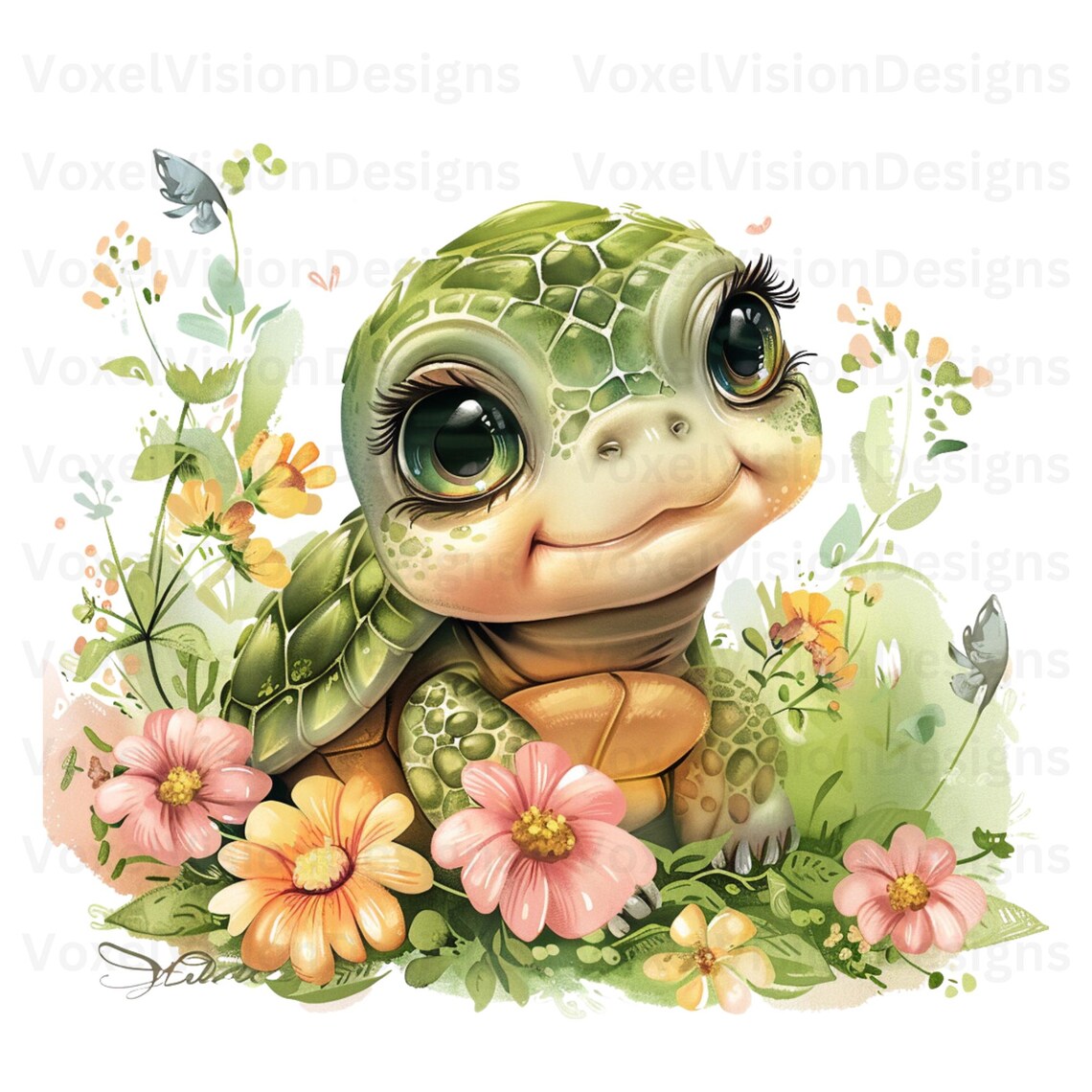 7 Watercolor Sea Turtle Clipart, Cute Nautical Ocean Animals Pngs ...