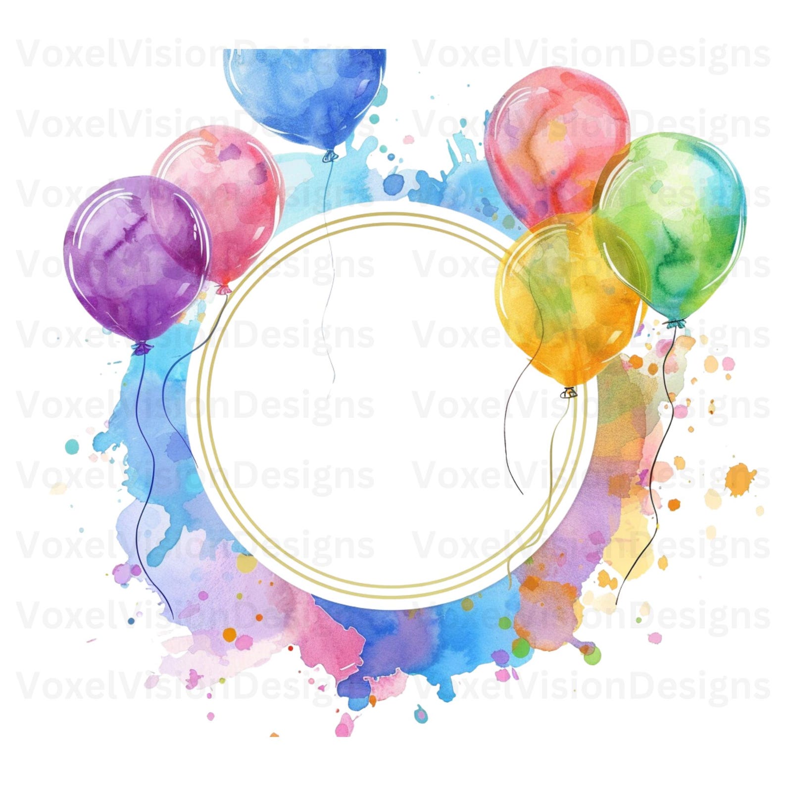 Watercolor Birthday Party Borders Clipart Vibrant and Festive Border ...