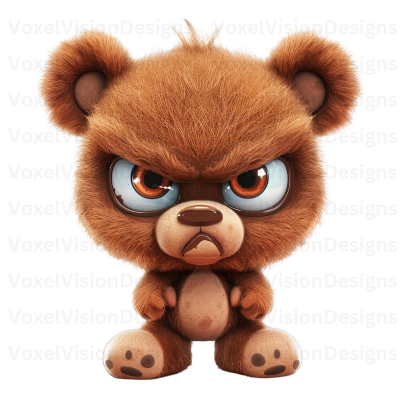 Grumpy Teddy Bear Clipart, Watercolor Printable Design, High-quality ...