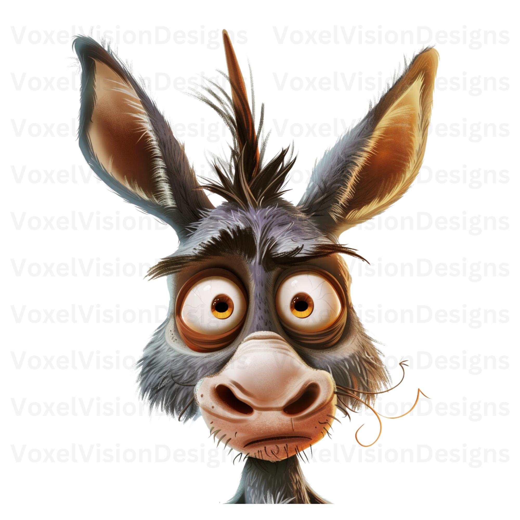 Quirky Donkey Clipart PNG Bundle Whimsical and Funny Farm Animals ...