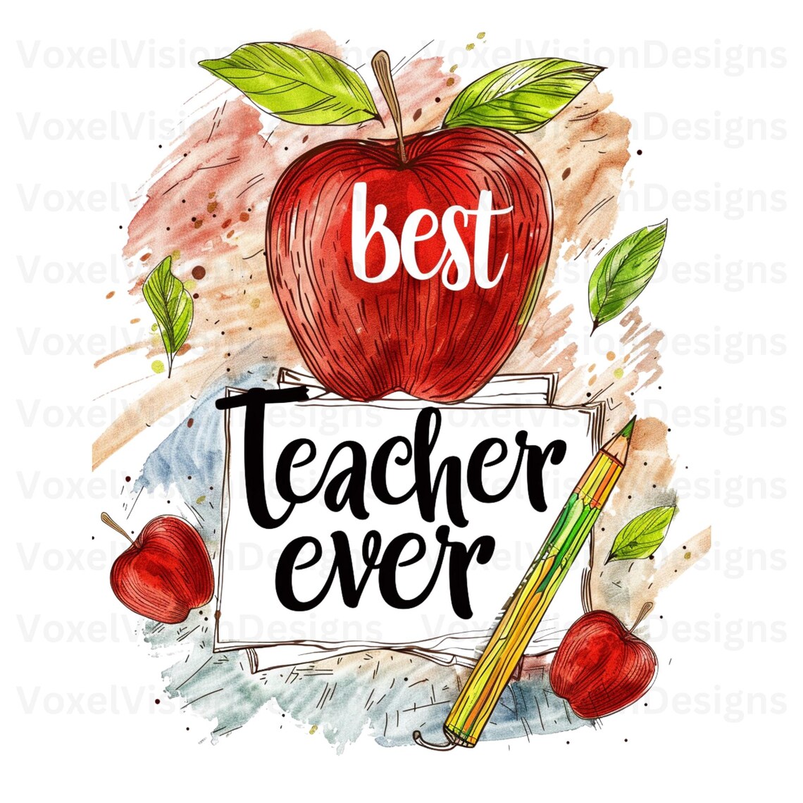 Watercolor Teacher Appreciation Clipart Bundle 12 Pngs for Teacher ...