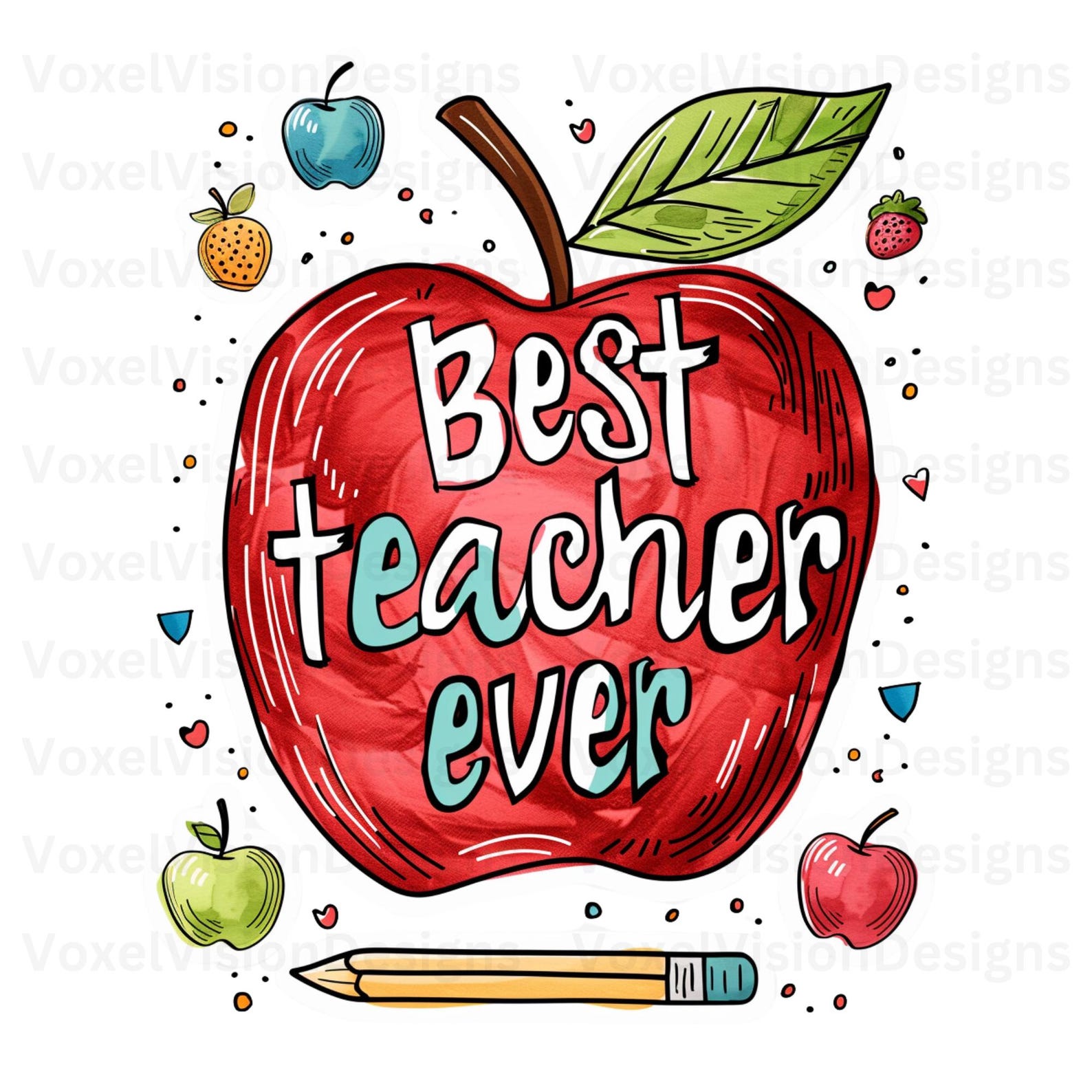 Watercolor Teacher Appreciation Clipart Bundle 12 Pngs for Teacher ...