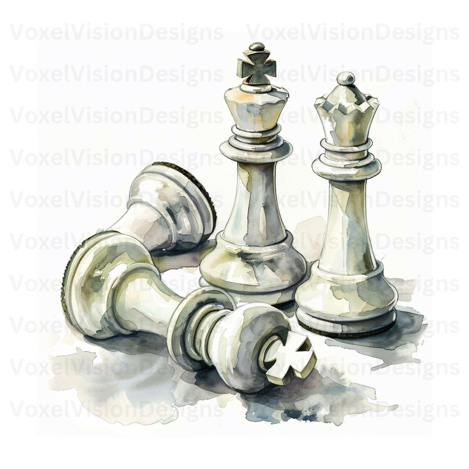 8 Elegant Chess Clipart, Luxury Chess, Golden, Printable Watercolor ...