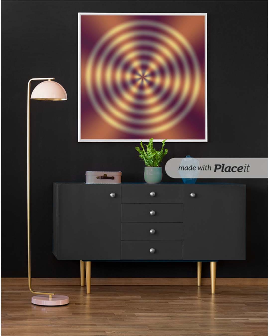 Op Art 6 Orbit, Red Wavy, Original Design, Eclectic or Contemporary ...