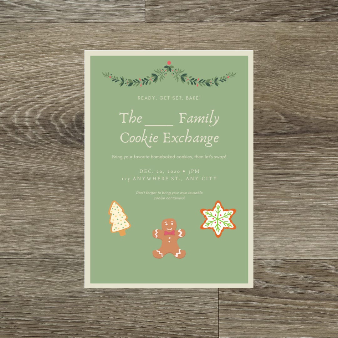 Editable Cookie Exchange Invitation. Family Cookie Swap Digital ...