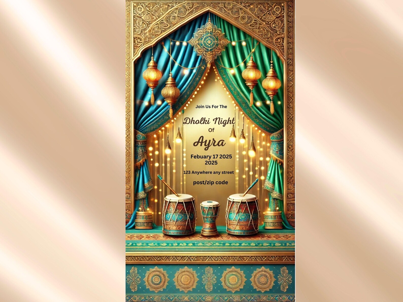 Colorful Dholki Mayoun Invitation L Digital Design Wedding Decor ...