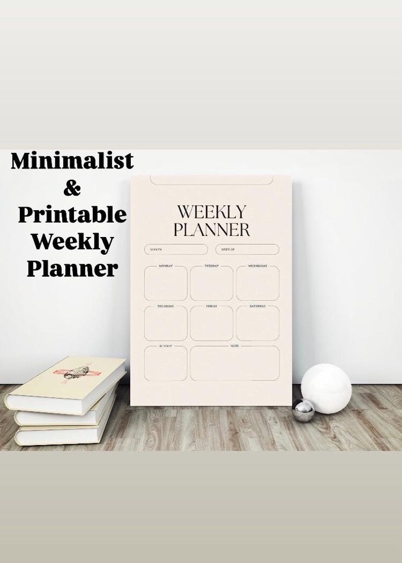 Minimalist Weekly Planner | Printable Digital Download | A4 - Etsy