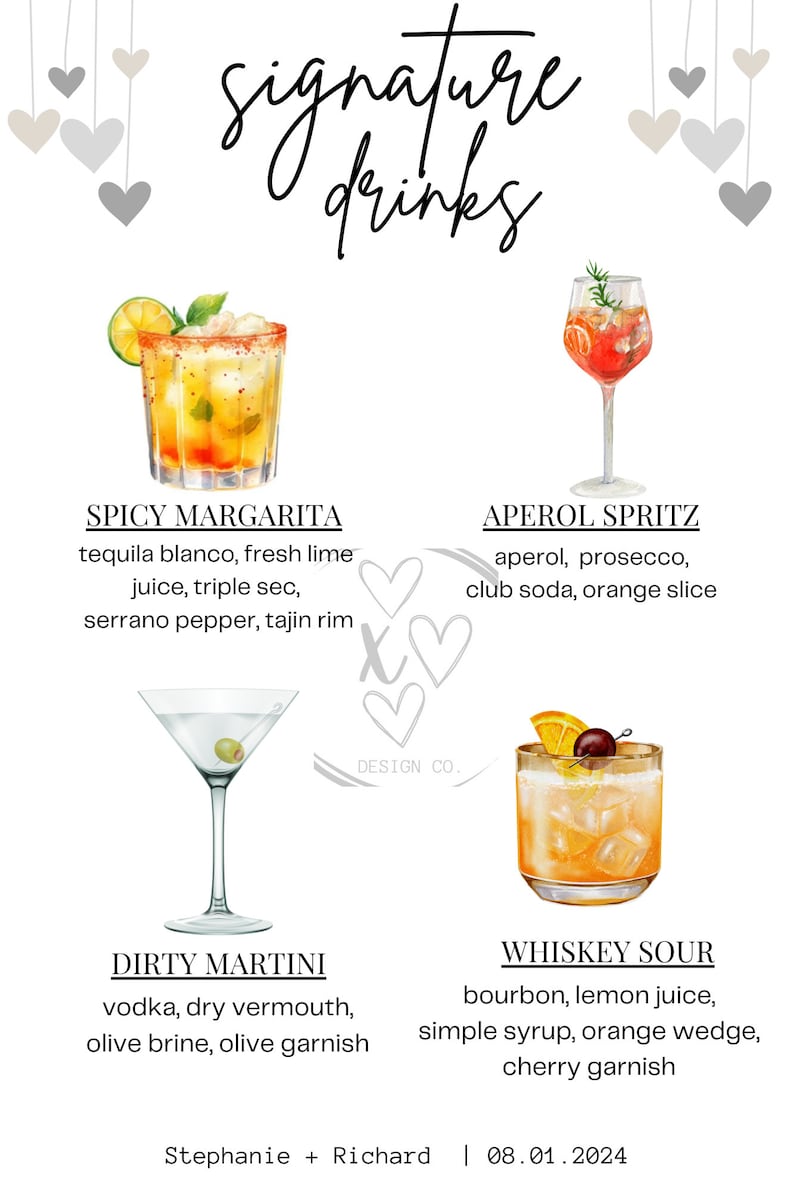 Signature Cocktails Menu, Bar Menu, Custom Bar Selection, Menu, Drinks Menu - Etsy