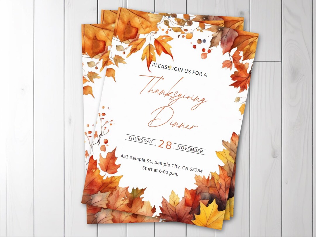 Editable Thanksgiving Dinner Invitation Template (canva) | Printable ...