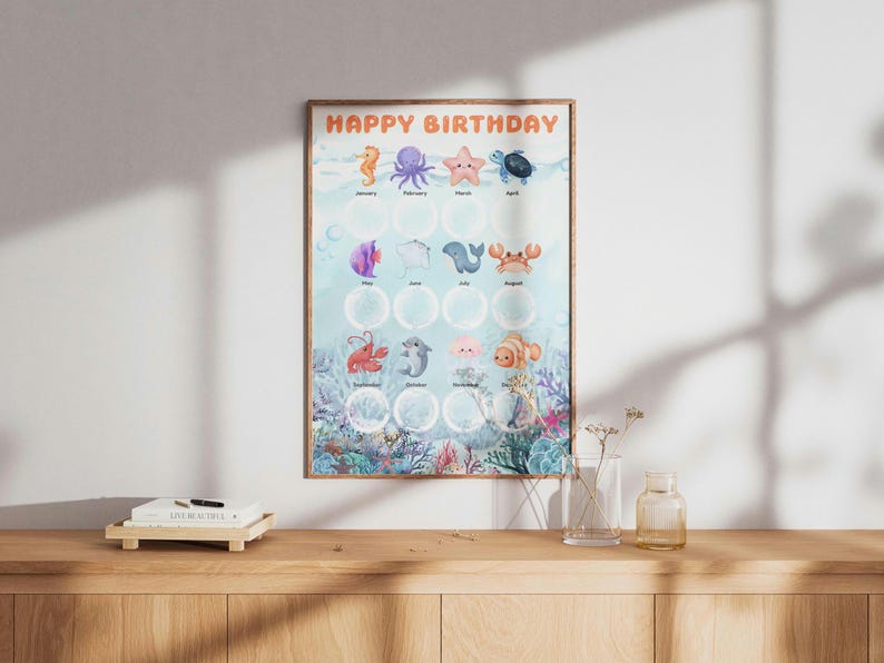 Under the Sea Birthday Chart | Ocean Classroom Decor (PDF, PNG) - Etsy