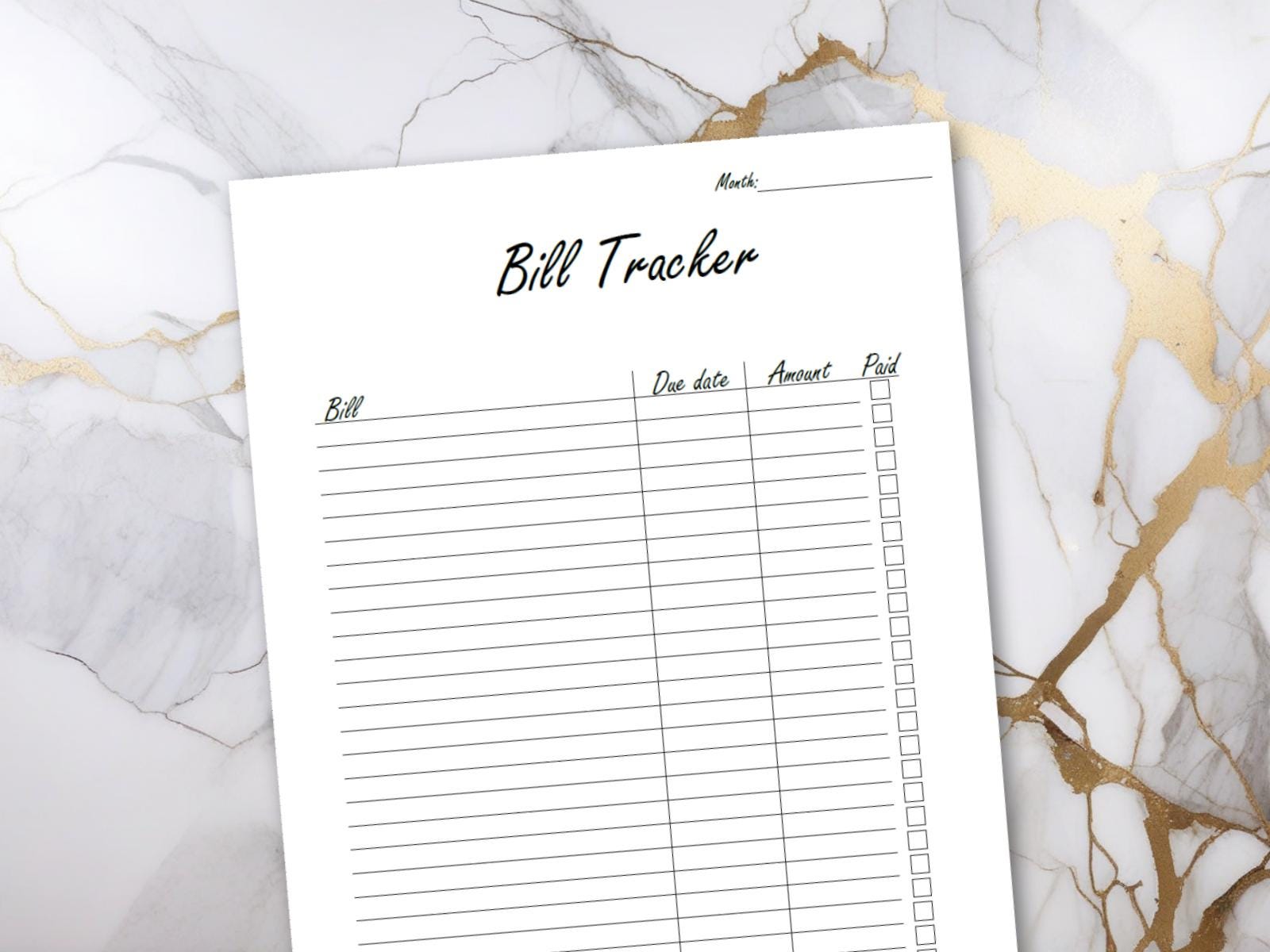 Printable Monthly Bill Tracker Finance Planner Bill Organizer Bill ...