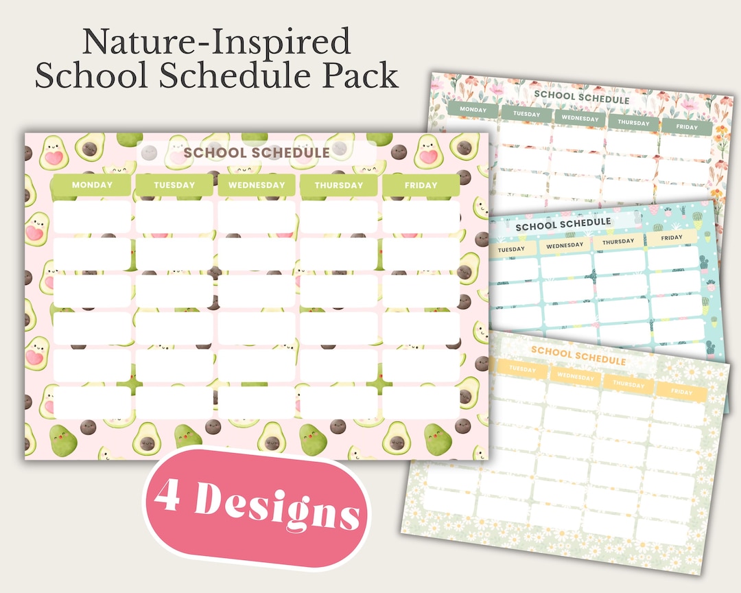 Back to School Nature-themed Printable Schedule – 4 Calm Timetable ...
