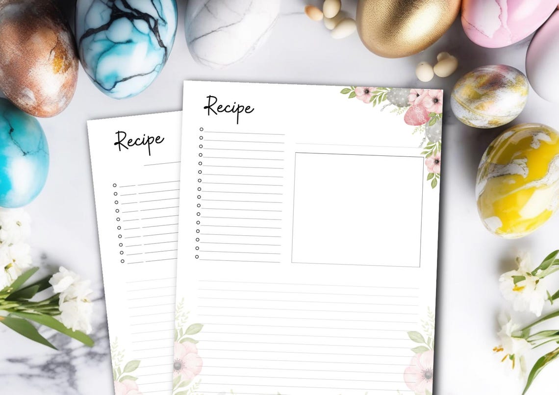 Printable Recipe Book Template | Easter Recipe Card | Blank Recipe Page ...