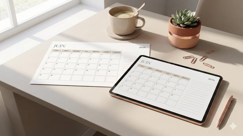 Calendrier 2026 à Imprimer | PDF et PNG | Téléchargement instantané | Calendrier minimaliste ...