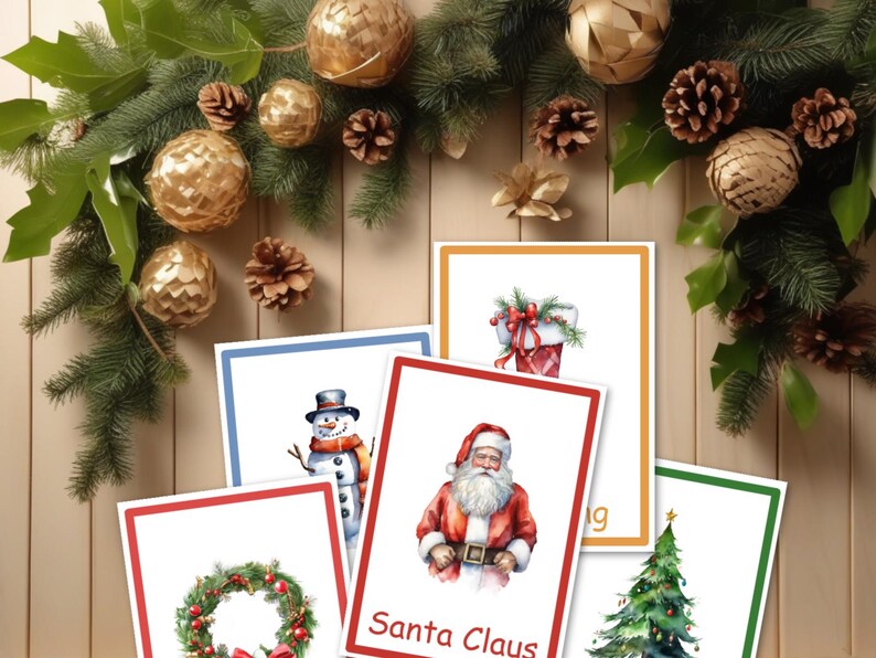 Printable Christmas-themed Flashcards Fun and Festive Learning for Kids ...