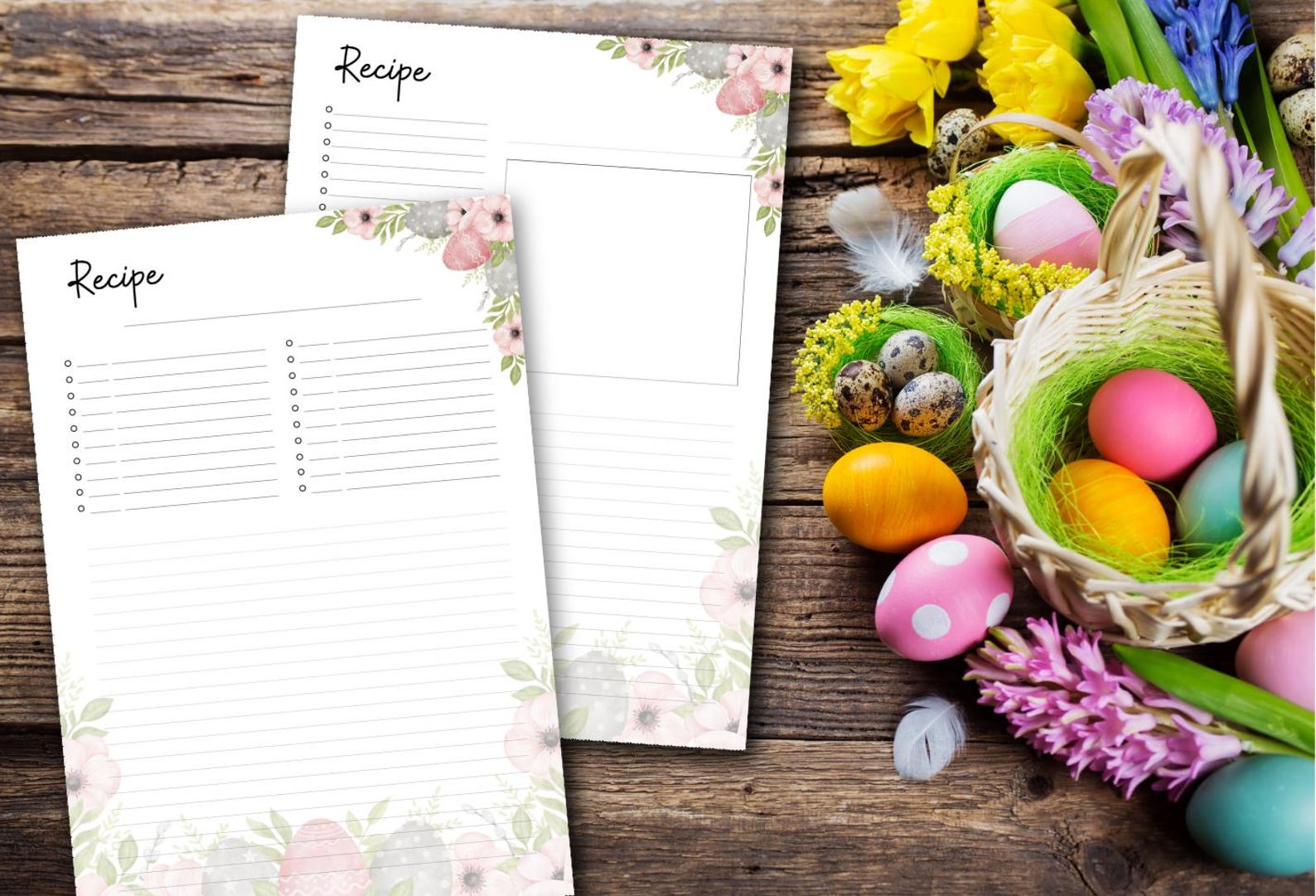 Printable Recipe Book Template | Easter Recipe Card | Blank Recipe Page ...