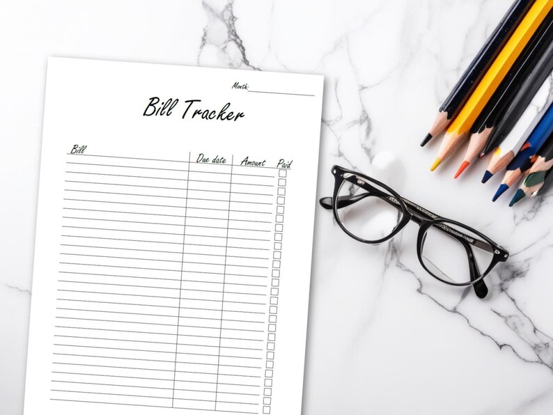 Printable Monthly Bill Tracker | Finance Planner | Bill Organizer ...