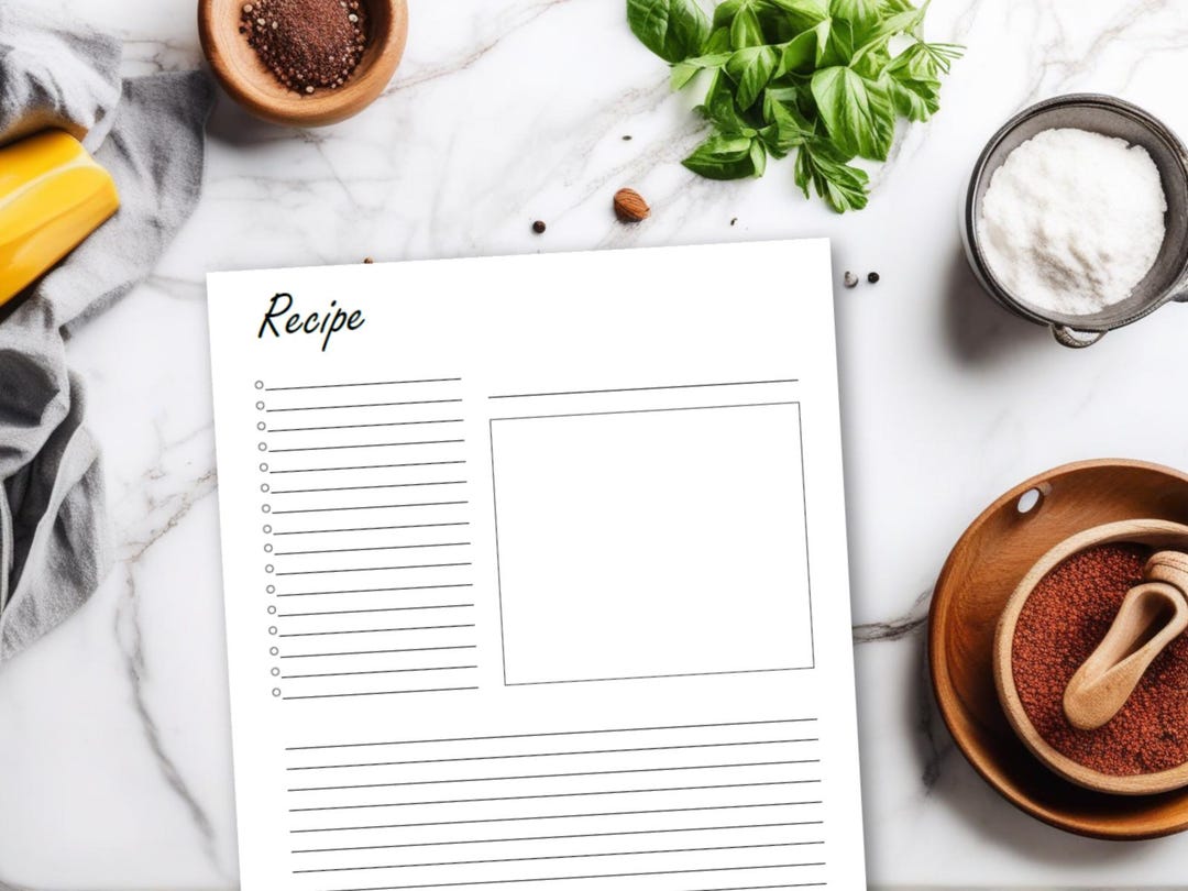 Printable Recipe Book Template | Minimalist Cookbook Journal (PDF) - Etsy
