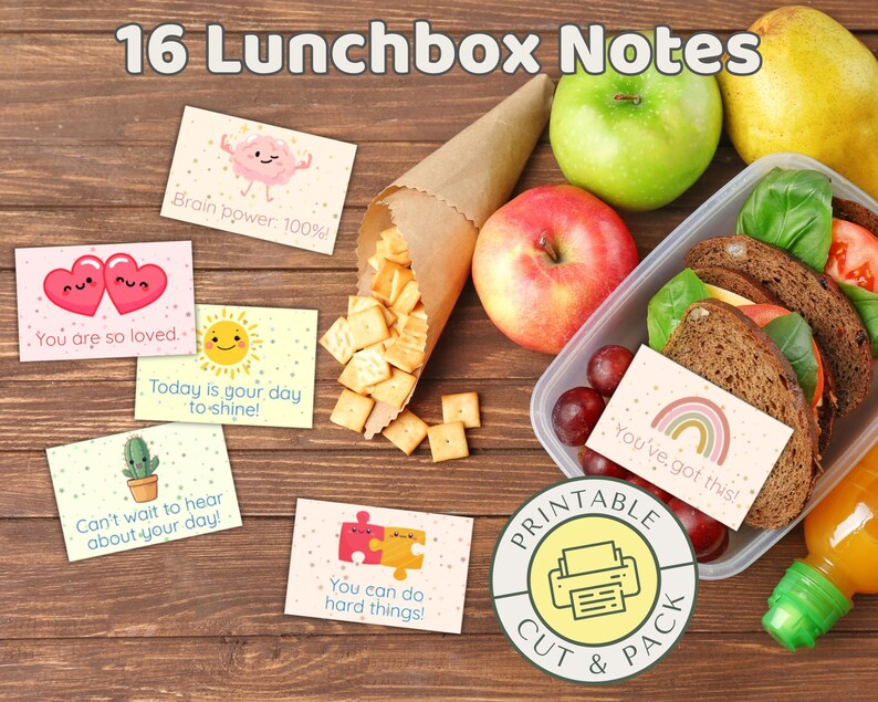 Printable Lunchbox Notes for Kids – Back to School 16 Motivational ...