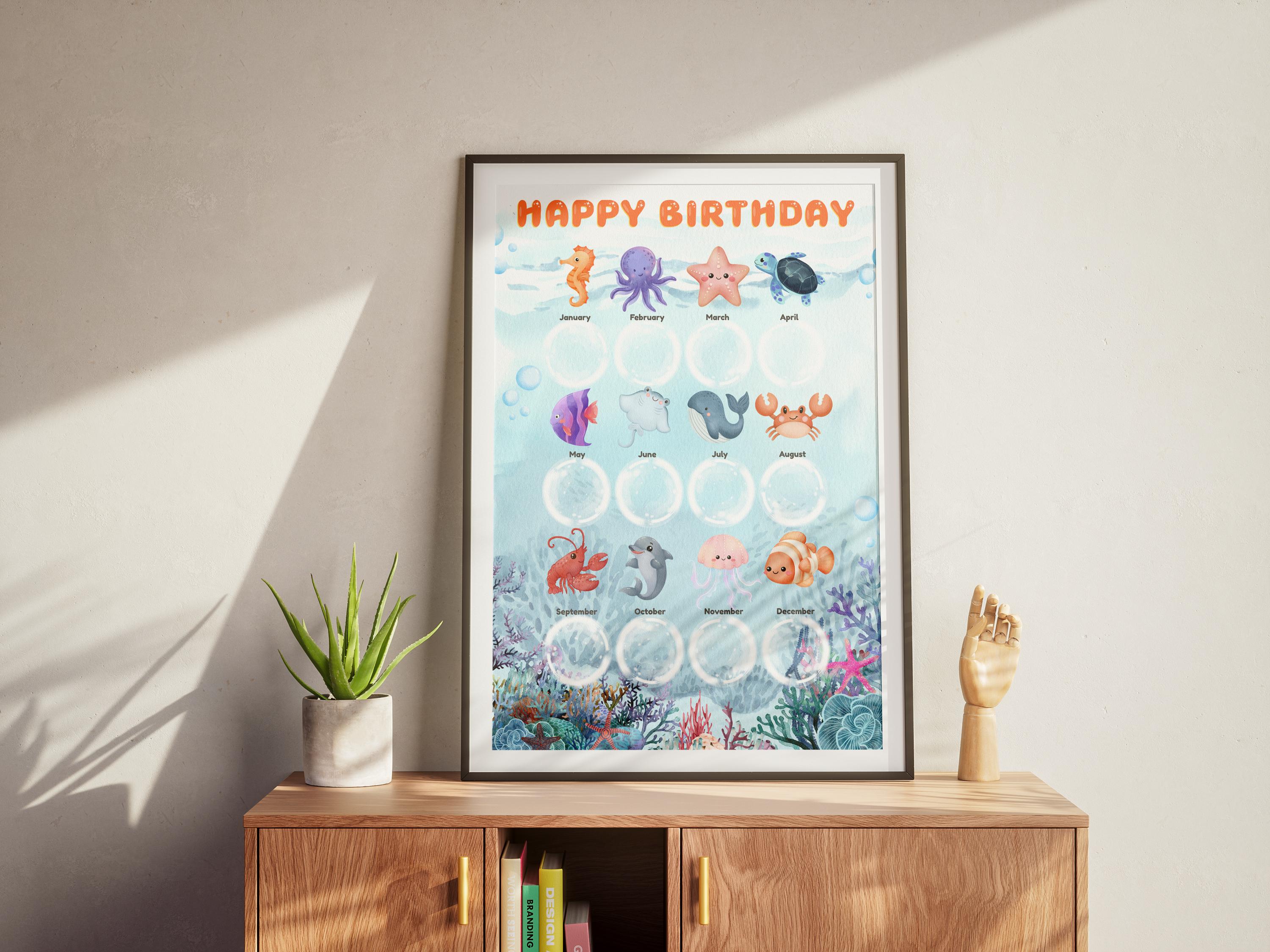 Under the Sea Birthday Chart | Ocean Classroom Decor (PDF, PNG) - Etsy