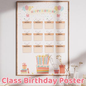Back to School Class Birthday Poster Printable “happy Birthday” Chart ...