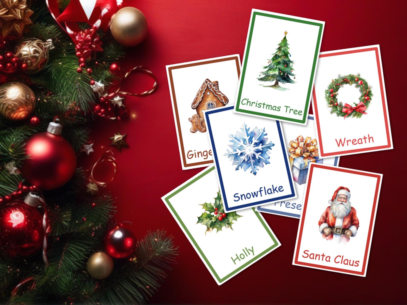 Printable Christmas-themed Flashcards Fun and Festive Learning for Kids ...