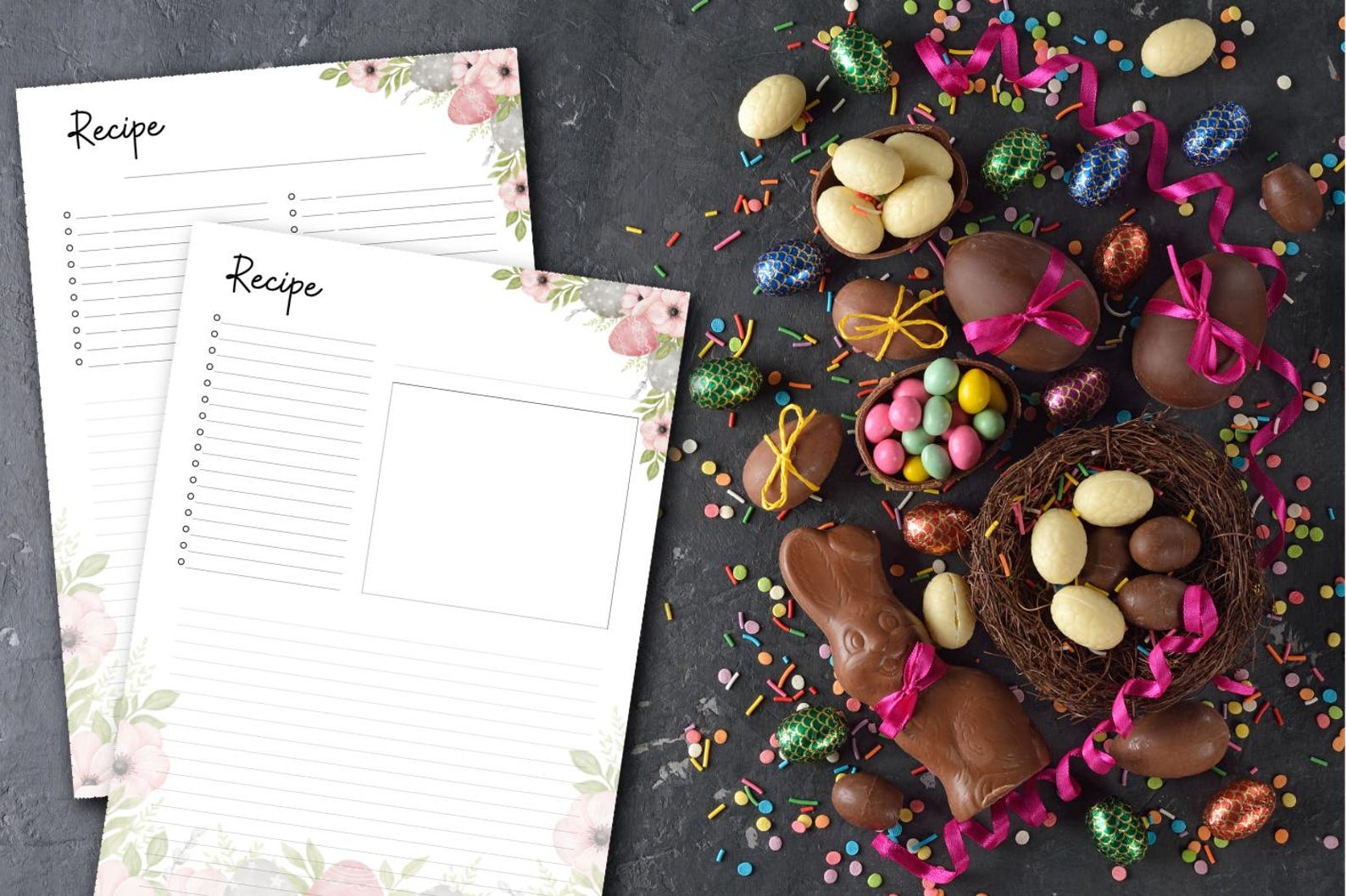 Printable Recipe Book Template | Easter Recipe Card | Blank Recipe Page ...