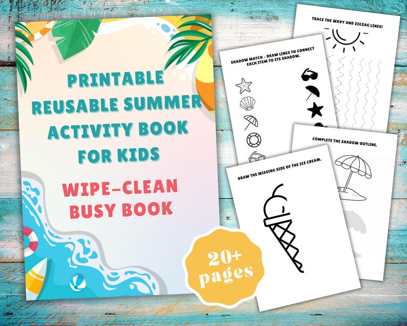Printable Reusable Summer Activity Book for Kids – Wipe-clean Busy Book ...