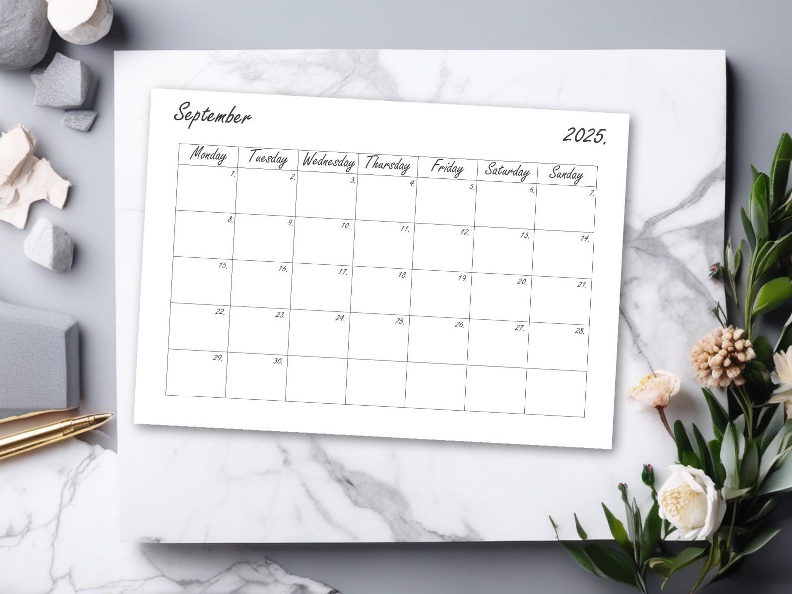 Monthly Calendar 2025 | Printable Calendar Template | Minimalist ...