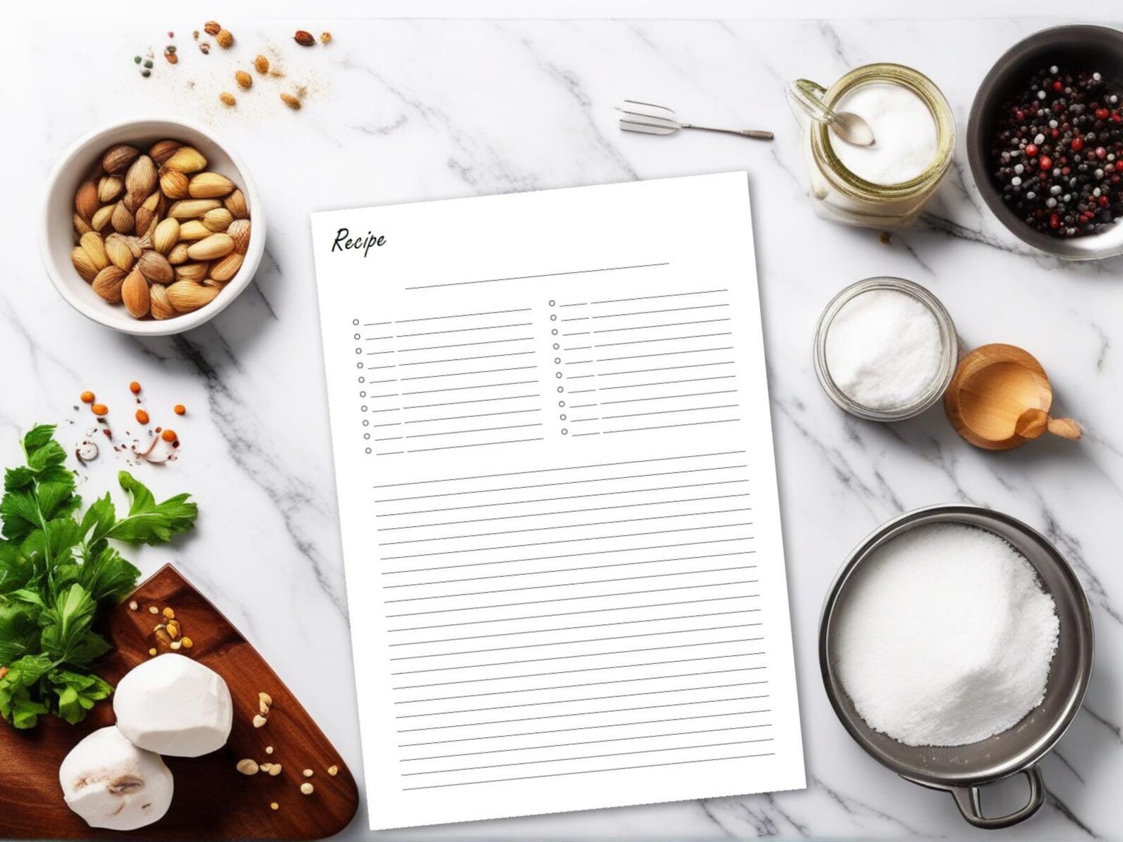 Printable Recipe Book Template Recipe Card Blank Recipe Page Fillable ...