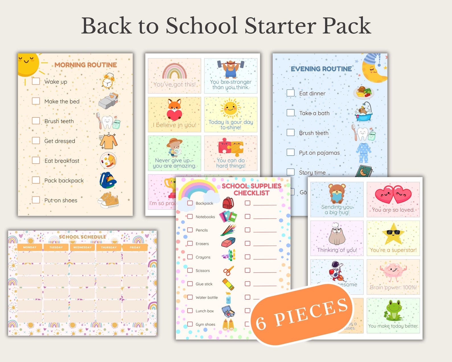 Back to School Starter Kit Printable for Kids – Routine Charts ...