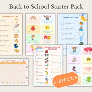 Back to School Starter Kit Printable for Kids – Routine Charts ...