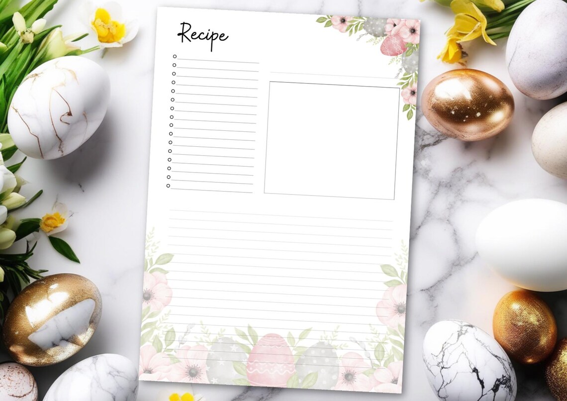 Printable Recipe Book Template | Easter Recipe Card | Blank Recipe Page ...