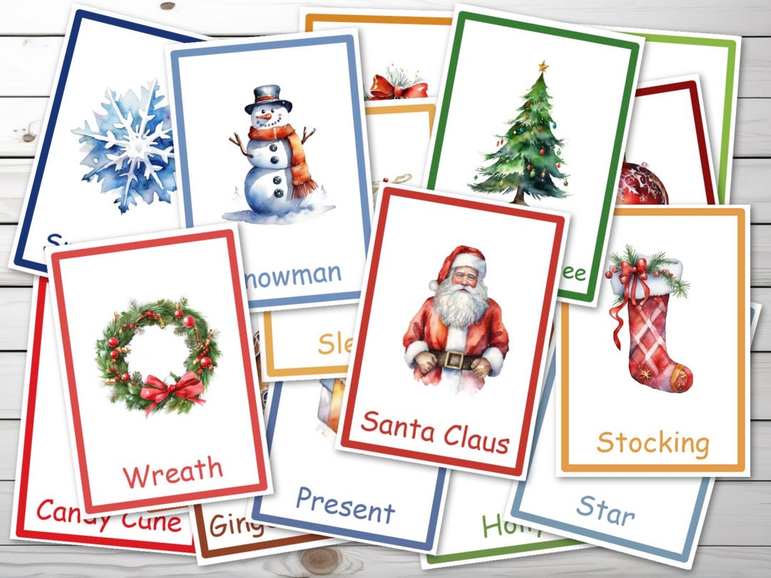 Printable Christmas-themed Flashcards Fun and Festive Learning for Kids ...