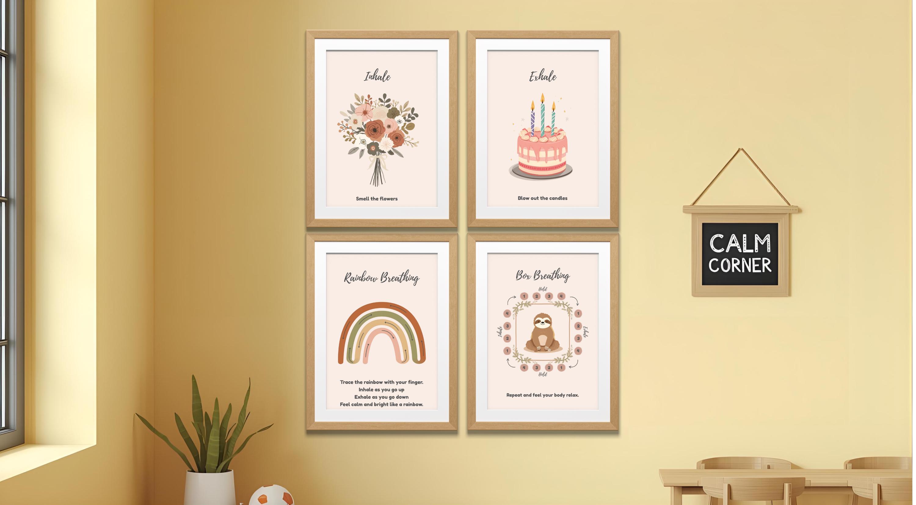 Boho Breathing Posters for Kids | Calm Corner Decor (PDF PNG) - Etsy