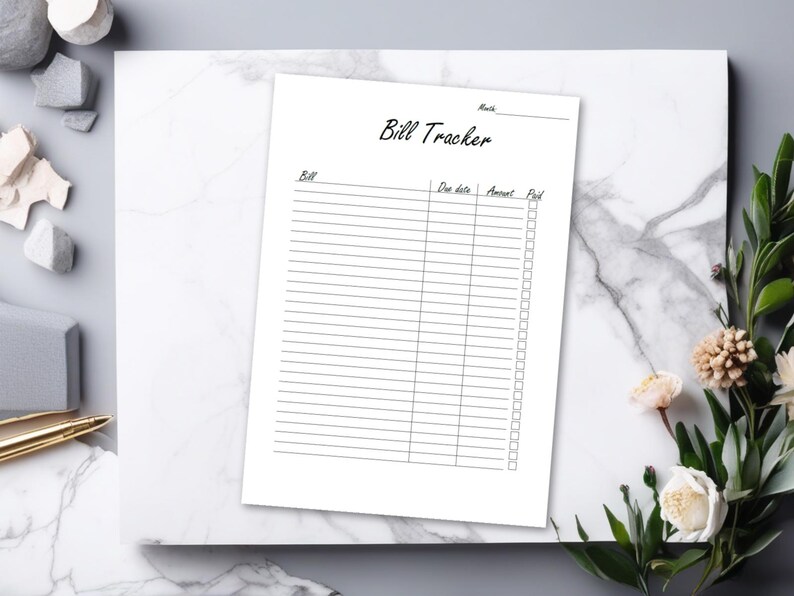 Printable Monthly Bill Tracker | Finance Planner | Bill Organizer ...