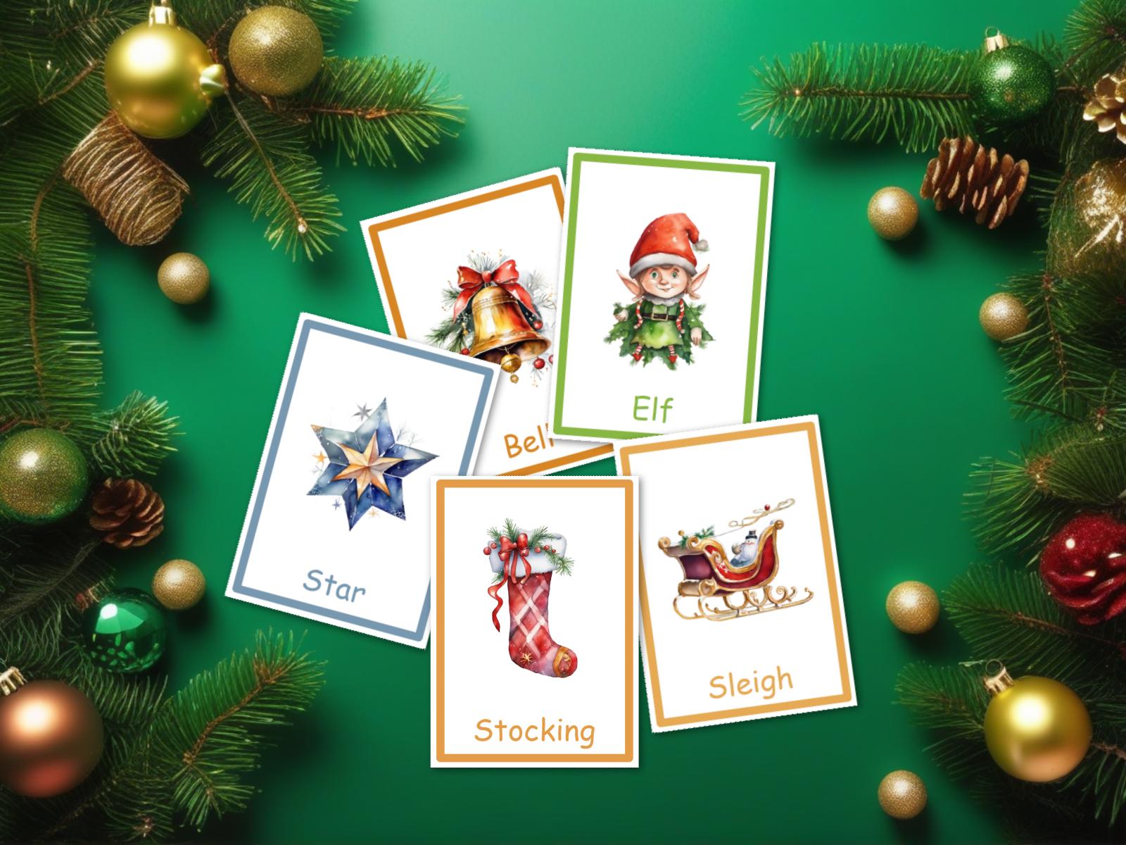 Printable Christmas-themed Flashcards Fun and Festive Learning for Kids ...