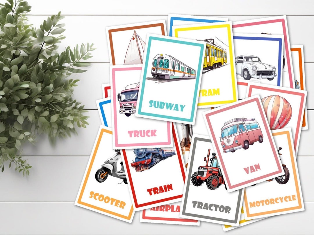 Vehicle Flashcards | Montessori Learning Cards (digital Download) - Etsy