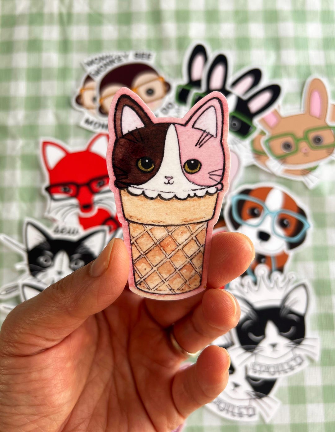 Ice Cream Kitty Sticker: Waterproof Neapolitan Cat Decal - Etsy