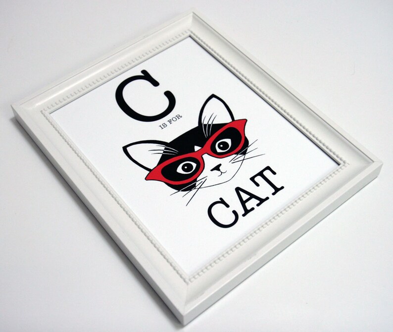 C is for Cat 8 X 10 Art Print - Etsy