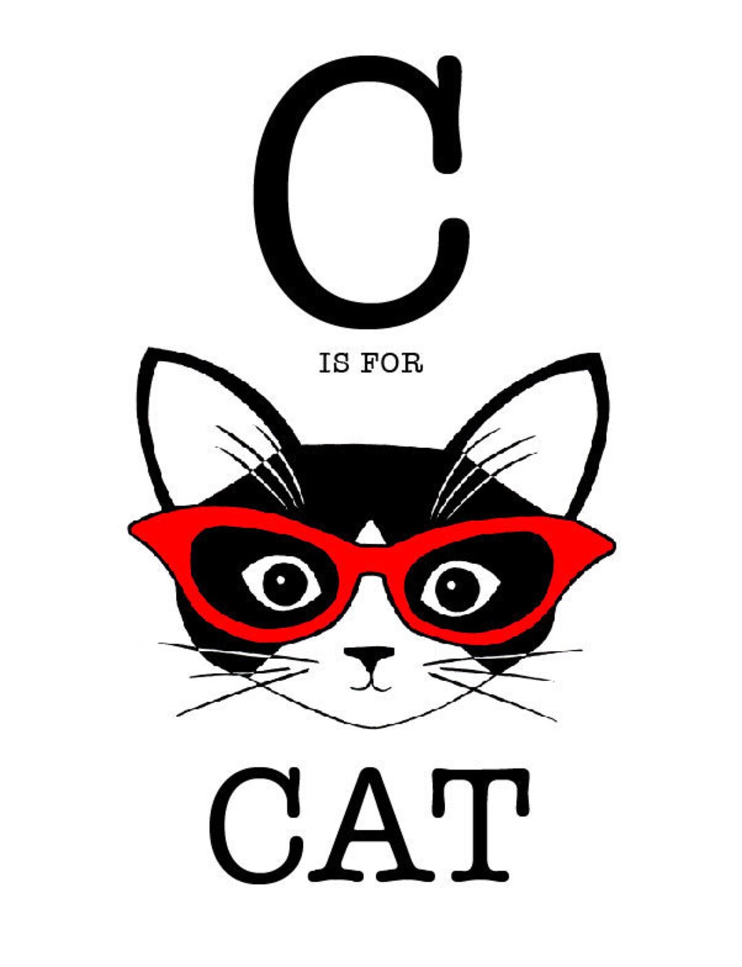 C is for Cat 8 X 10 Art Print - Etsy