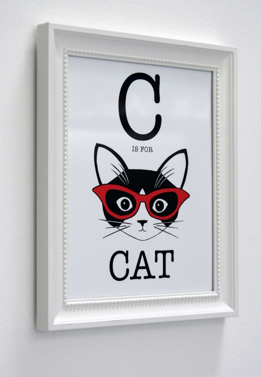 C is for Cat 8 X 10 Art Print - Etsy