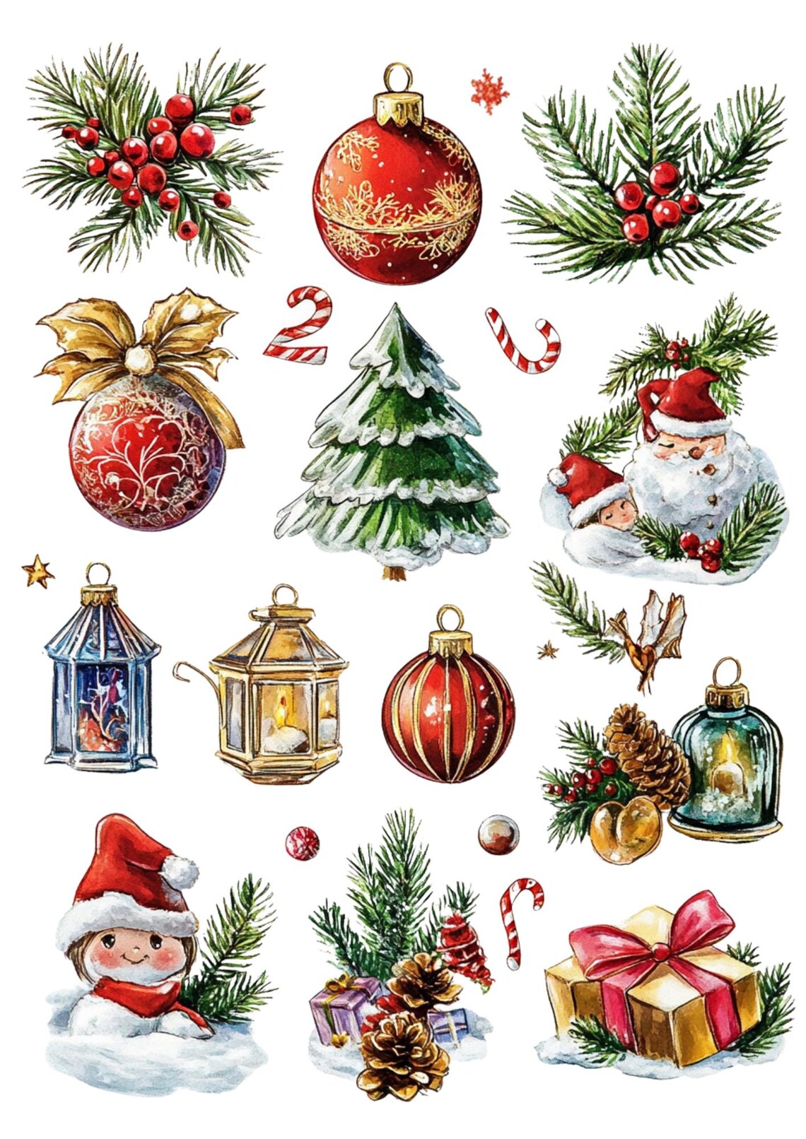 1200 Printable Christmas Stickers Pack Santa Claus Stickers - Etsy
