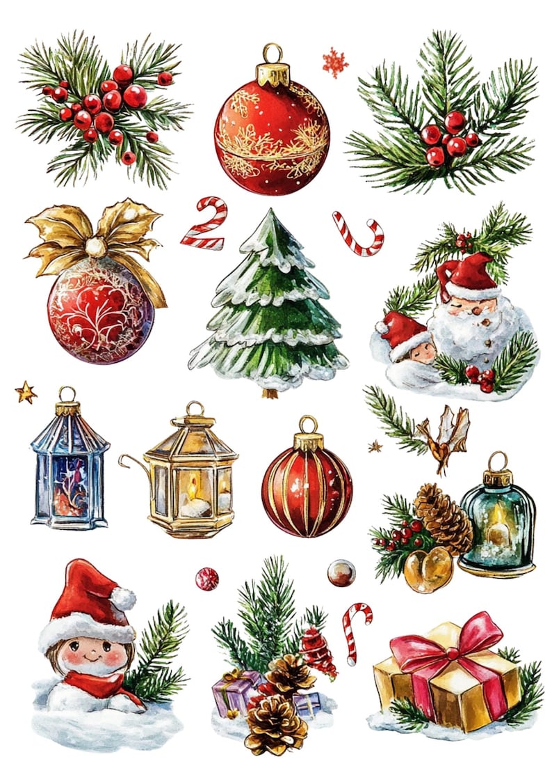1200 Printable Christmas Stickers Pack Santa Claus Stickers - Etsy