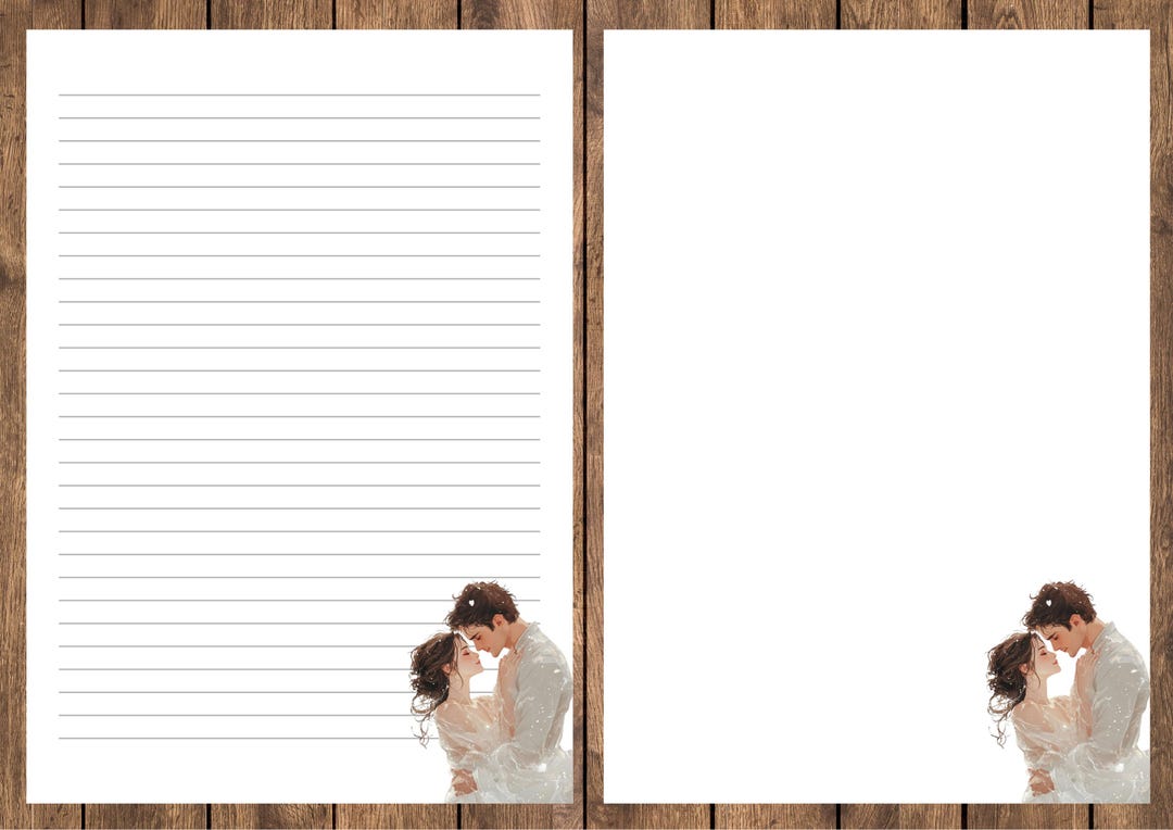 Printable Letter Paper Bride and Groom Patterned Love Themed - Etsy