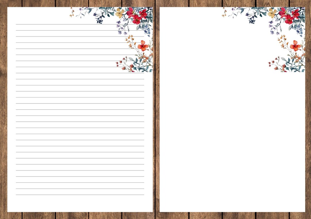 Printable Letter Paper Colorful Flower Garden - Etsy