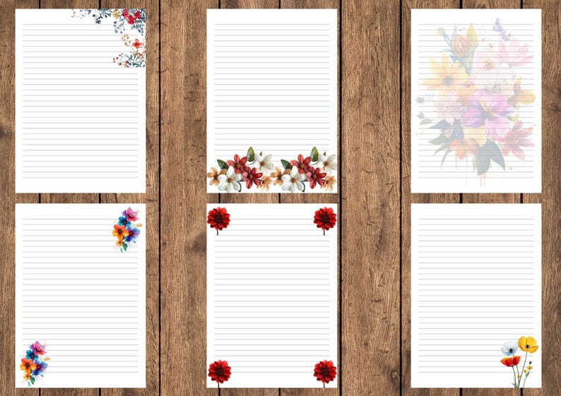 Printable Letter Paper A Bouquet of Colorful Flowers - Etsy
