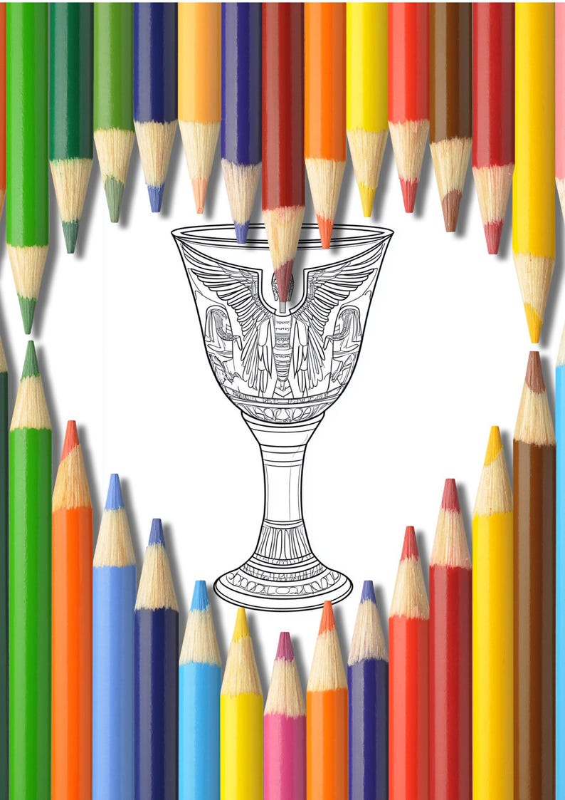 Ancient Egyptian Embroidered Chalice Coloring Pages - 29 Pages - Etsy