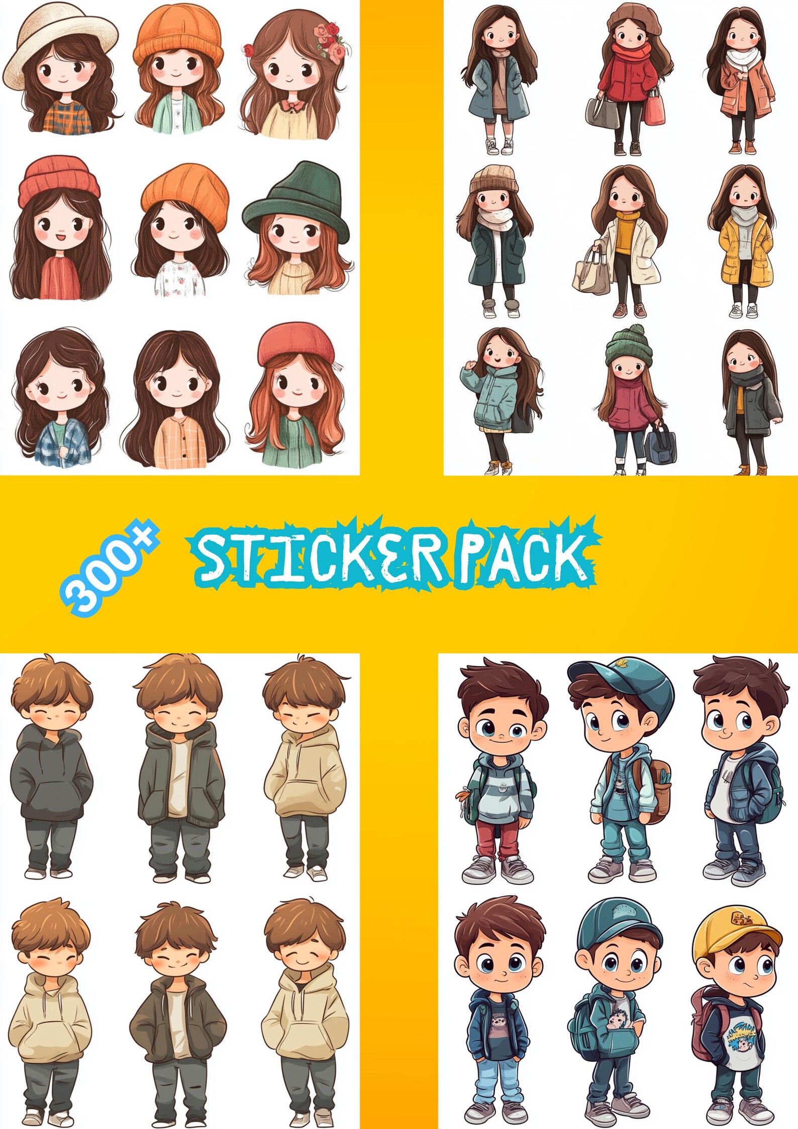 300 Printable Cute Girls and Boys Stickers - Etsy