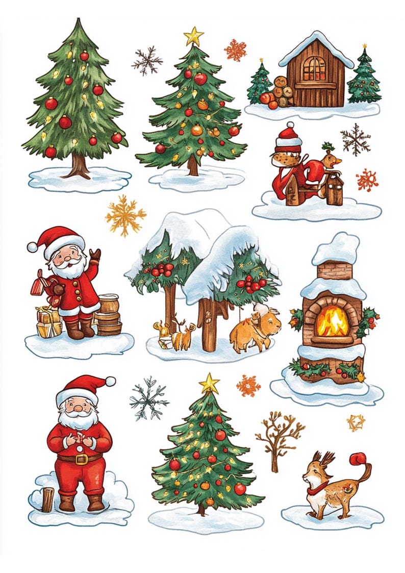 1200 Printable Christmas Stickers Pack Santa Claus Stickers - Etsy